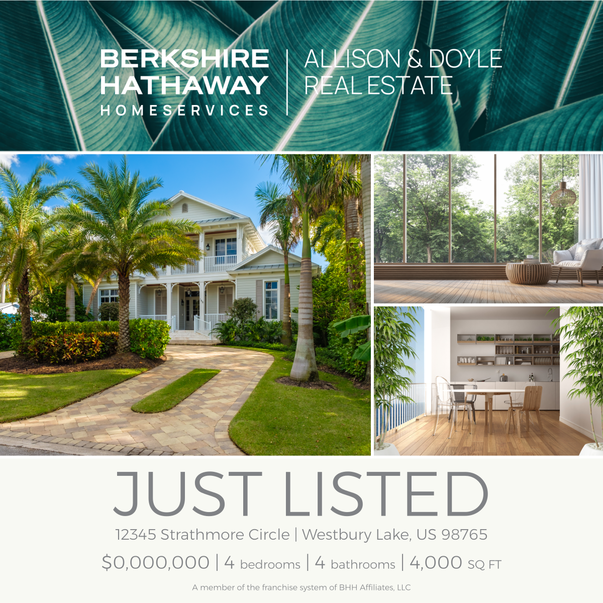 Tropical Theme - Leaf 2 Pattern 1200x1200 Social Media Image