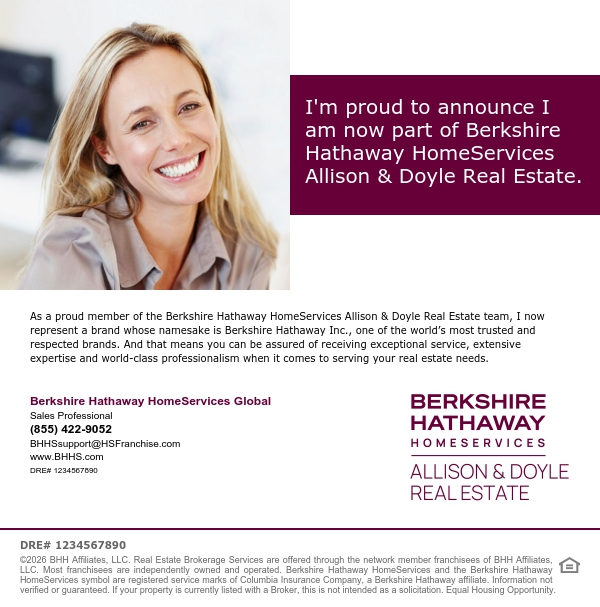 Now part of Berkshire Hathaway HomeServices Allison & Doyle Real Estate!