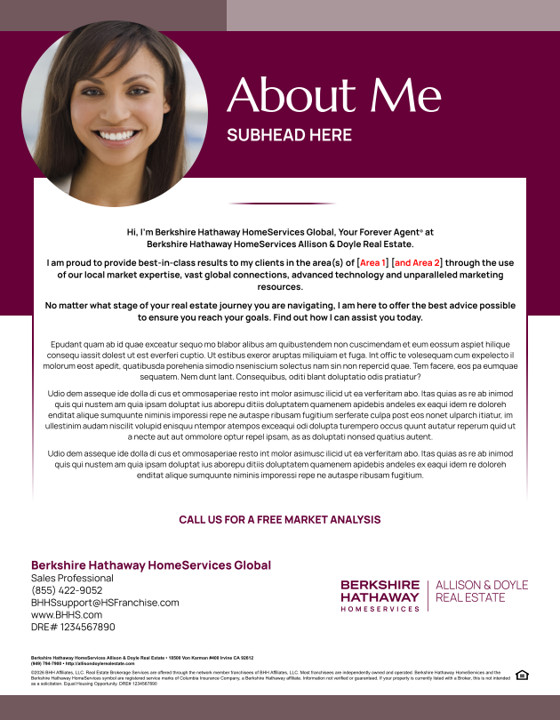 "About Me" Bio Presentation Sheet