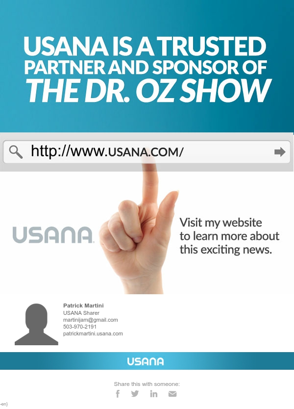 USANA is a trusted partner and sponsor of The Dr. Oz Show